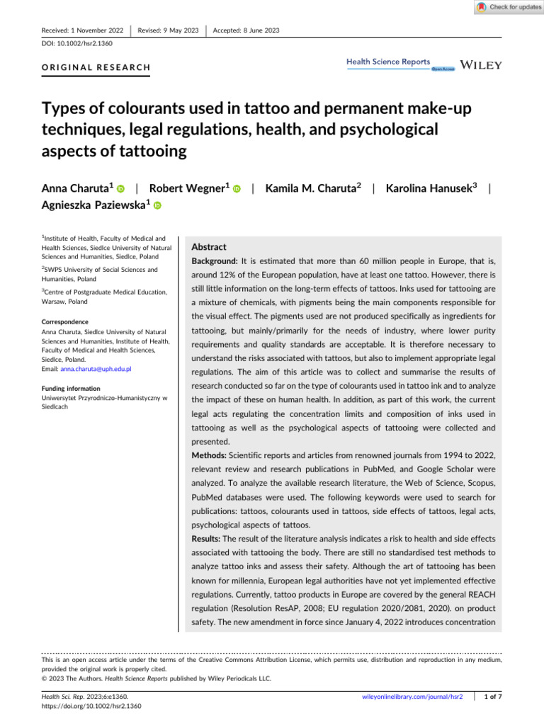 Types of Colourants Used in Tattoo | PDF | Tattoo | Polycyclic Aromatic ...