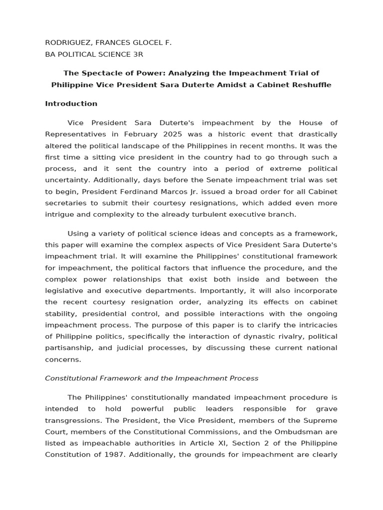 Duterte's Impeachment: Power Struggles Unveiled | PDF | Impeachment ...