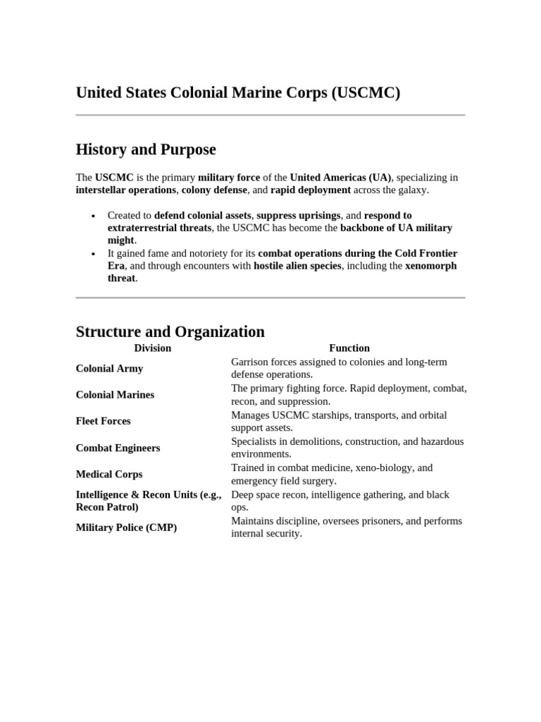United States Colonial Marine Corps | PDF | United States Marine Corps ...
