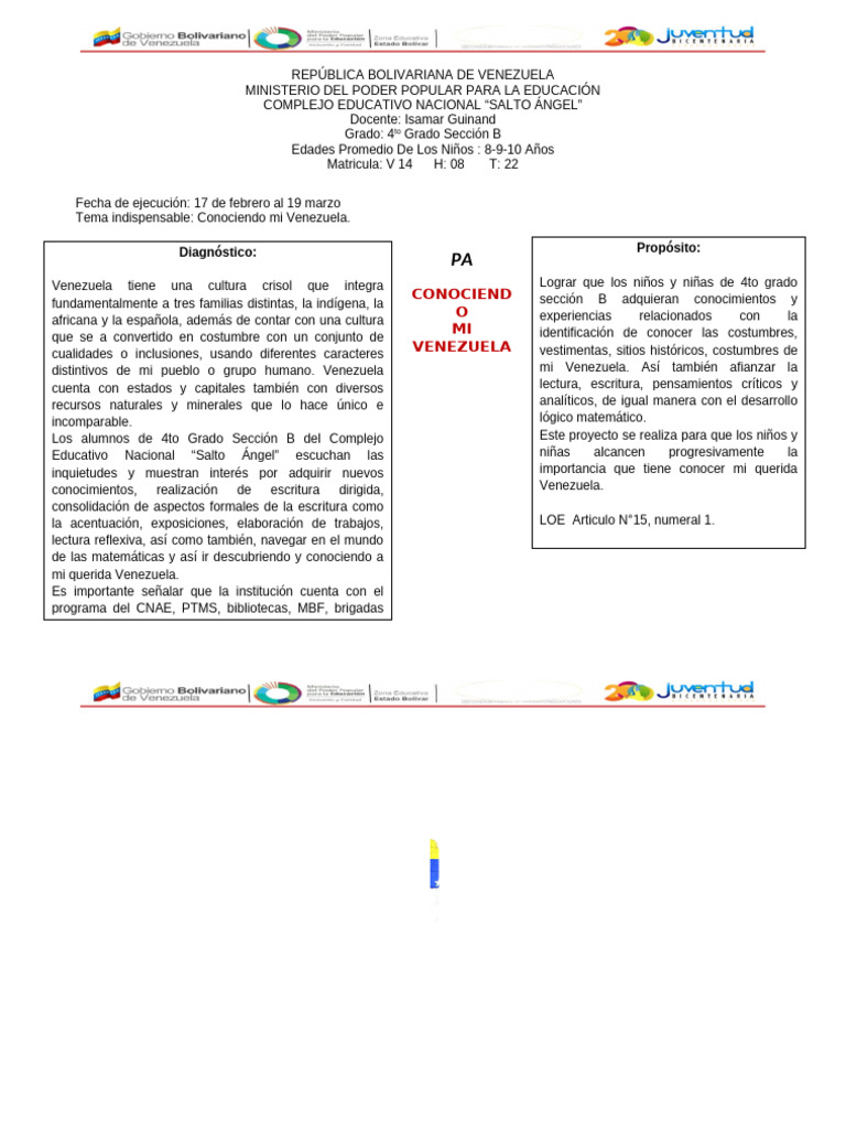 PA ISAMAR Conociendo A Venezuela | PDF | Venezuela