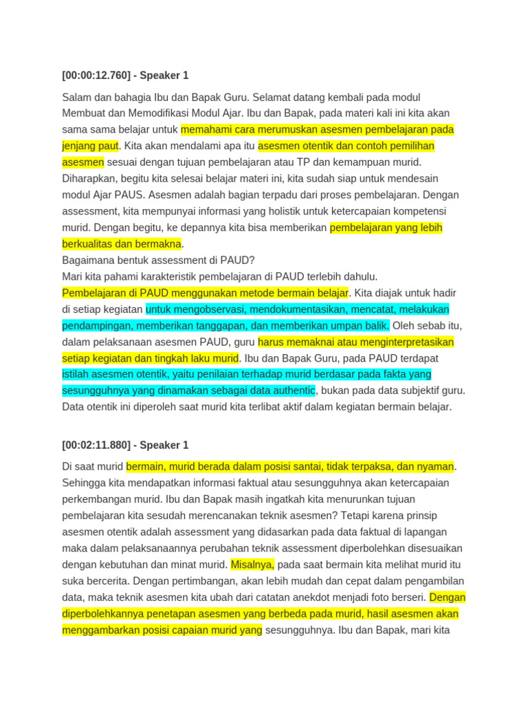 Merancang Asesmen Pembelajaran PAUD | PDF