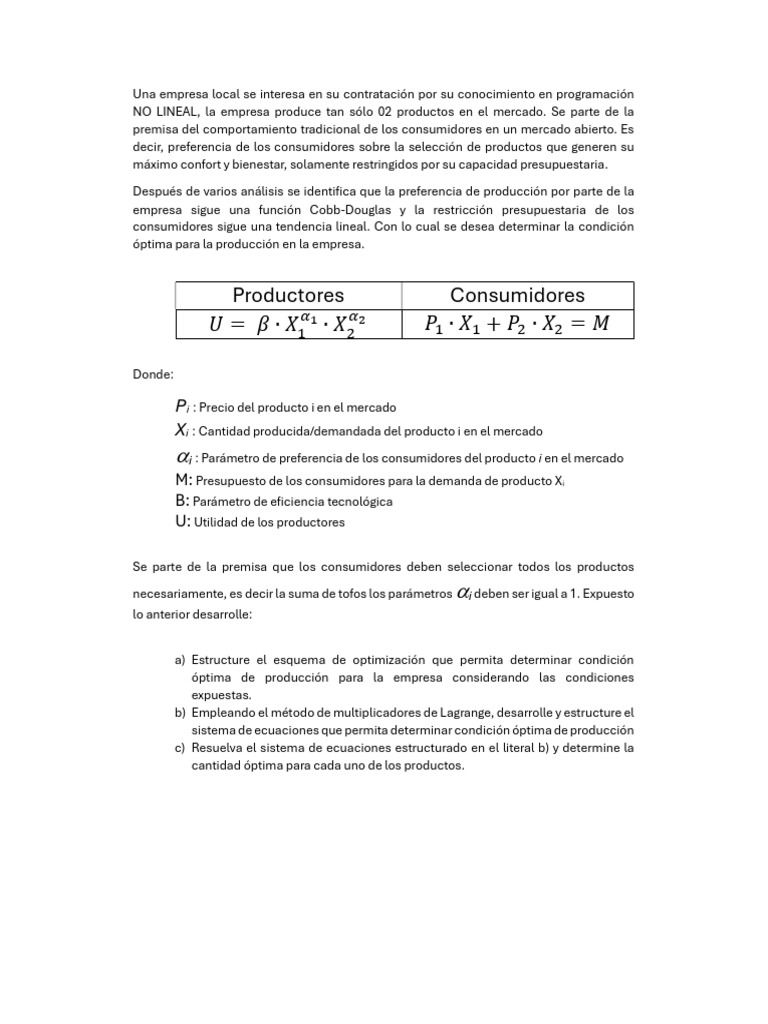 IO2 - Tarea Programación No Lineal | PDF