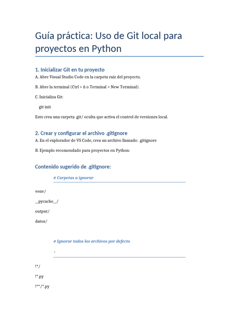 Guia Git Local Proyectos Python Con Branches | PDF | Informática | Ingeniería de software