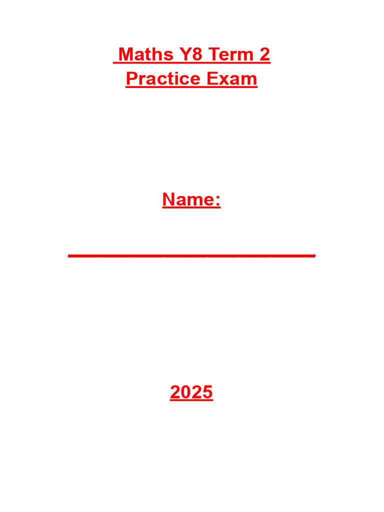Maths Term 2 Practice Exam | PDF