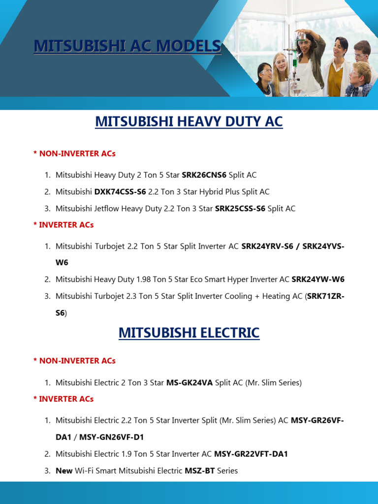 Mitsubishi AC Models Overview | PDF