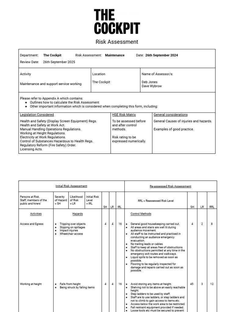 Maintenance Risk Assessment 2024 | PDF | Personal Protective Equipment ...