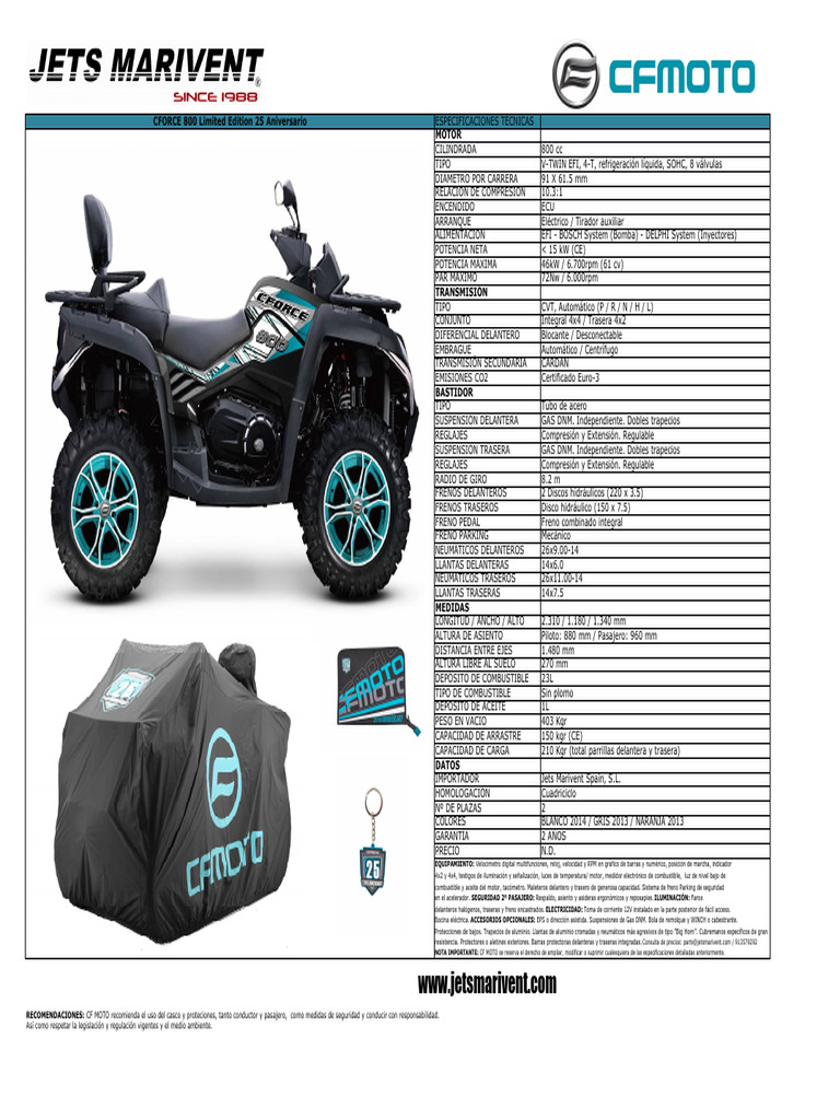 Cfmoto Cforce 800 Atv | PDF | Inyección de combustible | Propulsión