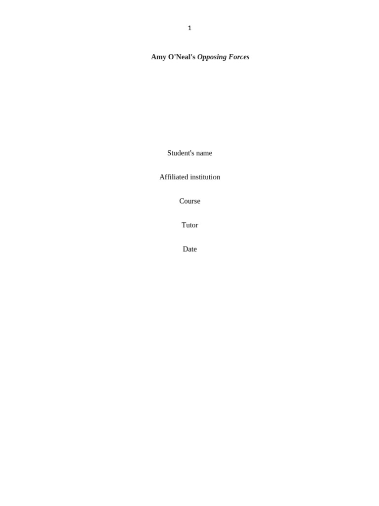 Amy O'Neal's Opposing Forces | PDF | Dances | Performing Arts