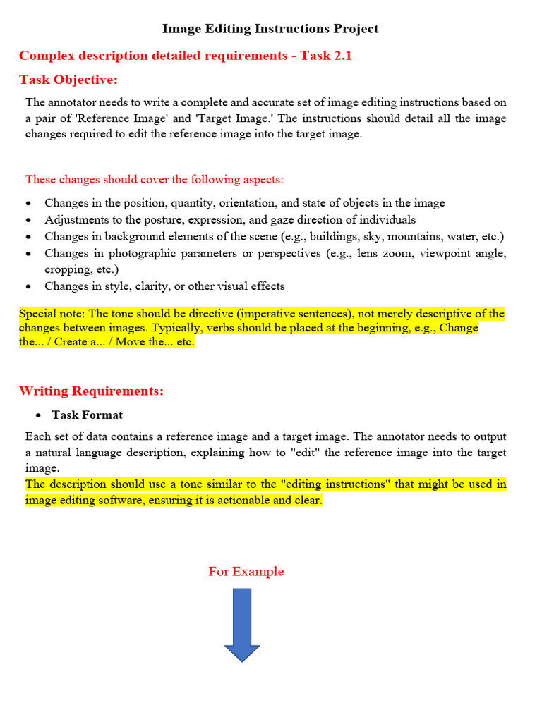 Image Editing Instructions Project | PDF | Image Editing | Camera
