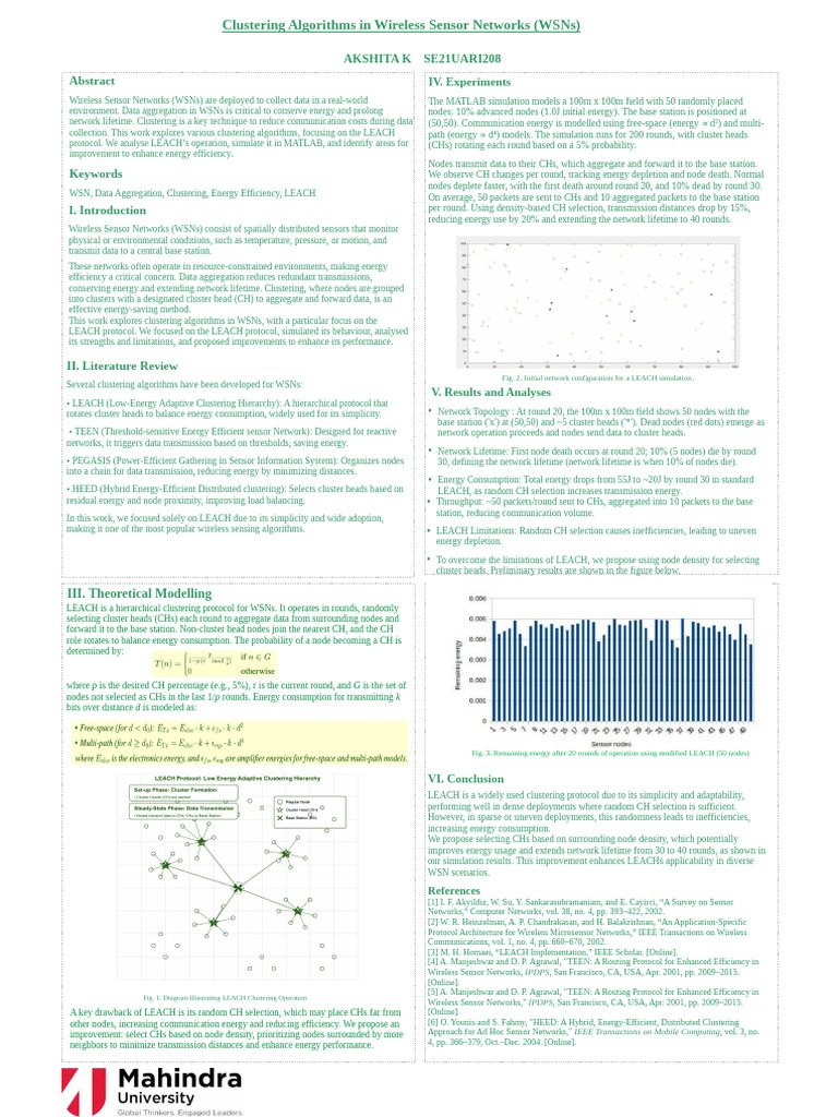 Clustering Algorithms for WSNs: LEACH Analysis | PDF | Wireless Sensor Network | Computer Network