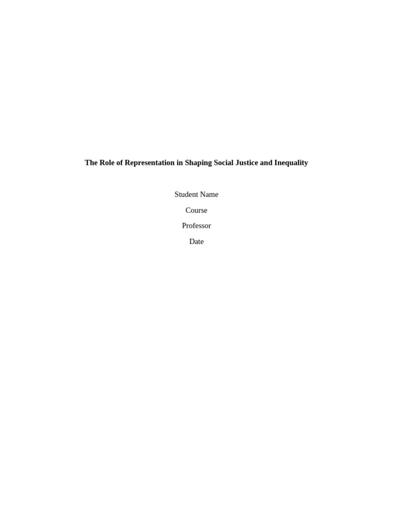 Representation's Impact on Social Justice | PDF | Social Exclusion ...