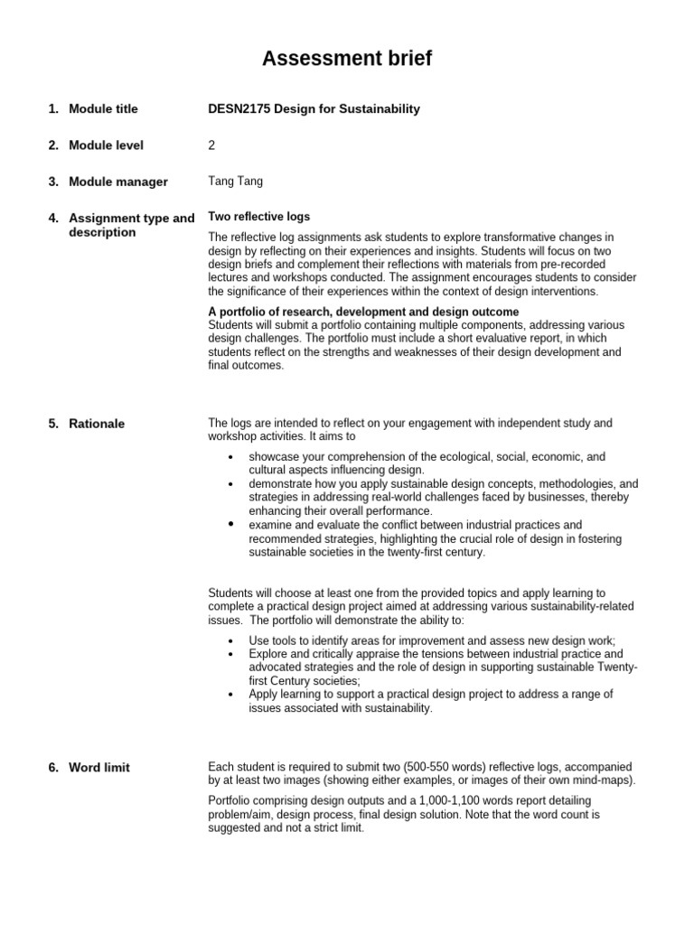 Assessment 1 Brief Template Min | PDF | Sustainability | Plagiarism