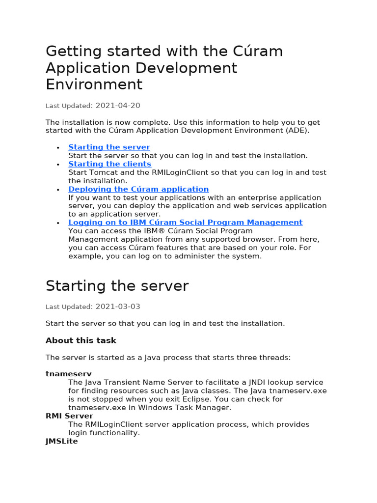 Getting Started With The Cúram Application Development Environment | PDF | Databases | Eclipse ...