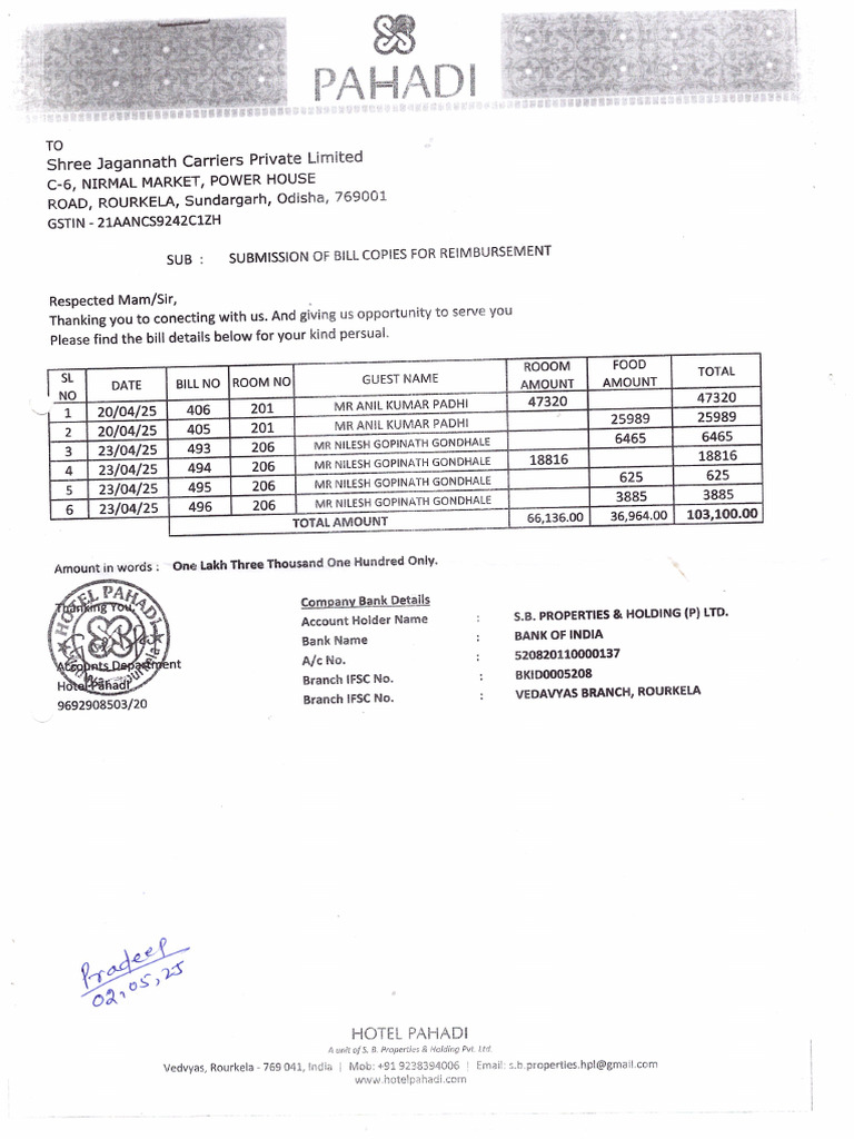 Apr Month Bill Submission | PDF