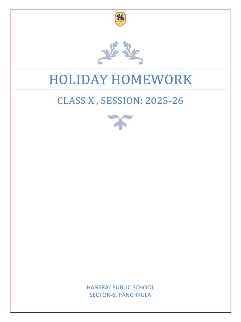 Holiday Homework | PDF