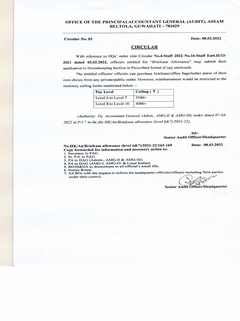 Circular and Form For Briefcase Allowance 062299c7da94725 08143323 ...