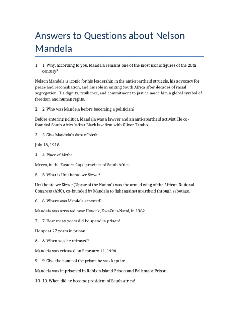 Key Insights on Nelson Mandela | PDF
