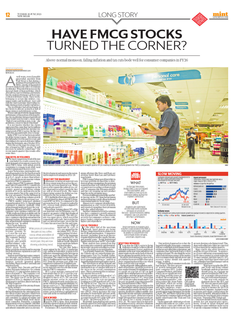 FMCG Stocks: Recovery Prospects in FY26 | PDF | Inflation | Economies