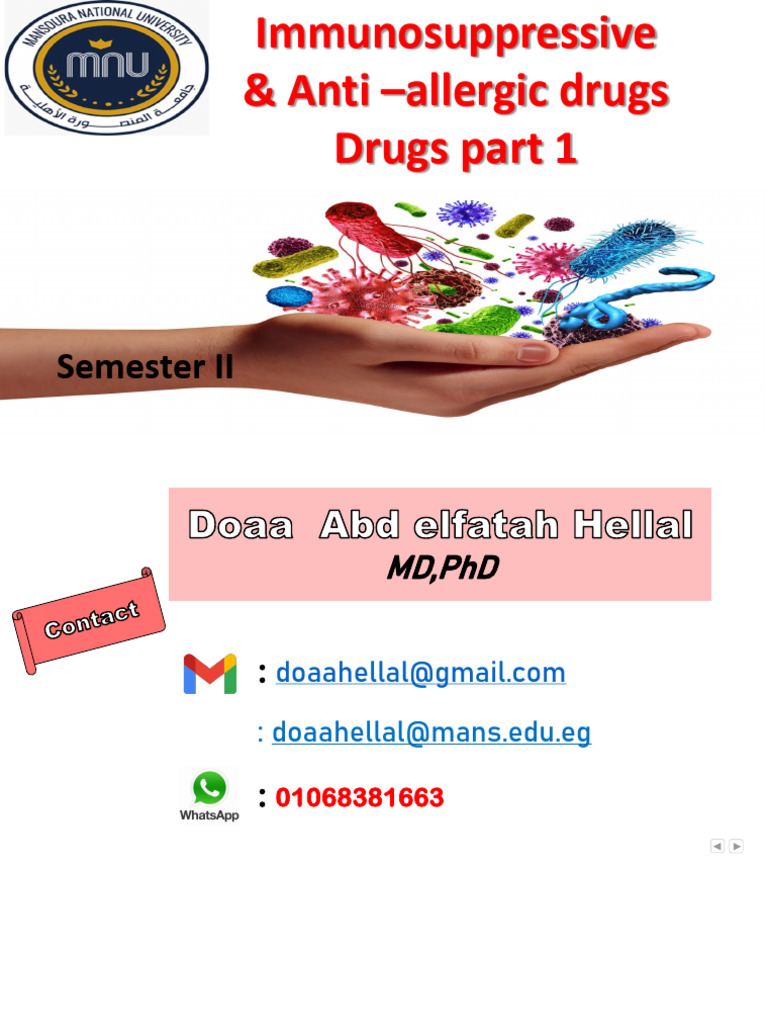 Immunosuppressive & Anti-Allergic Drugs Overview | PDF | Medicine ...