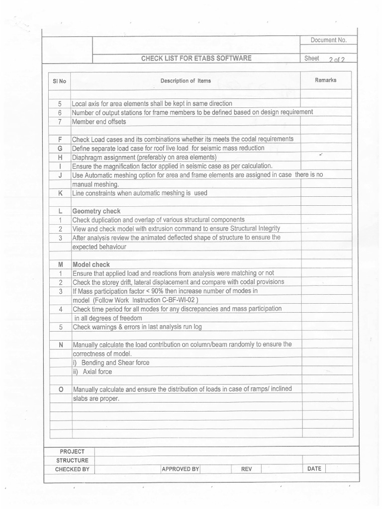 Etabs Check List | PDF