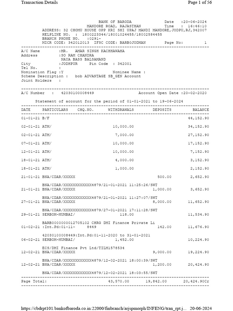 BNA/CDAR Transactions Summary | PDF | Cheque | Banks
