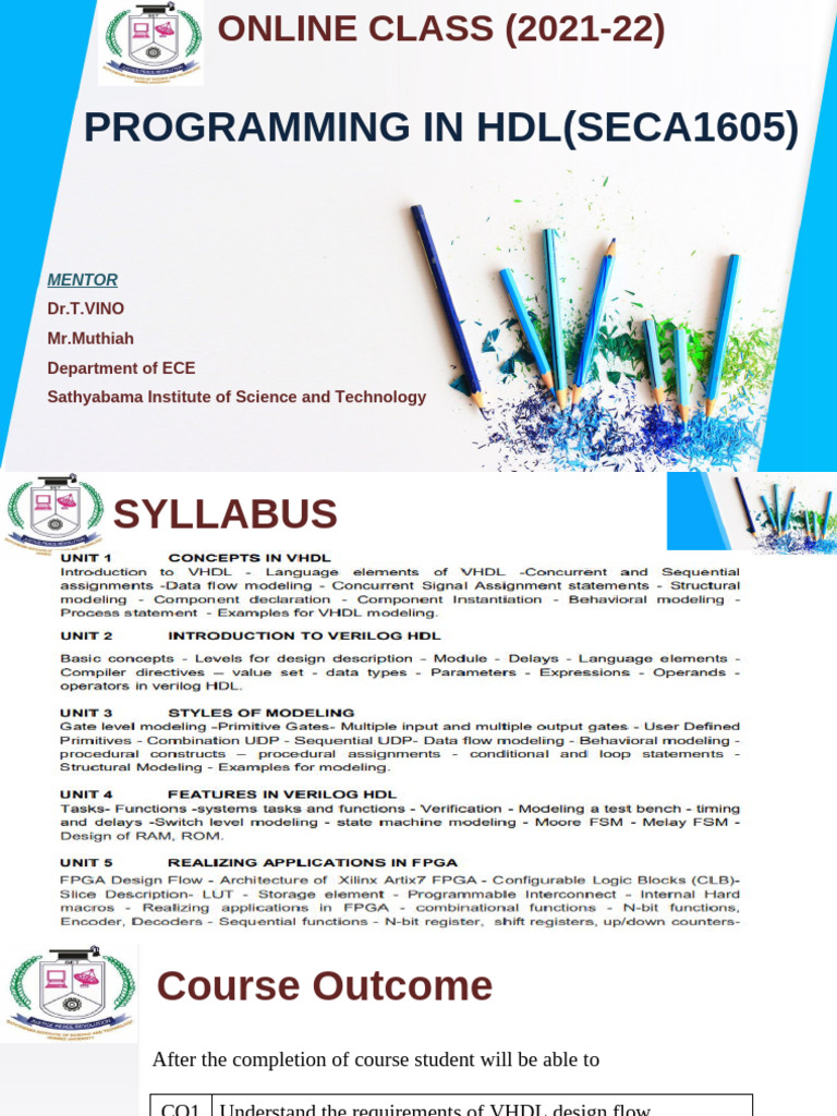 Unit-1 PPT-Concepts in VHDL New | PDF | Hardware Description Language | Vhdl