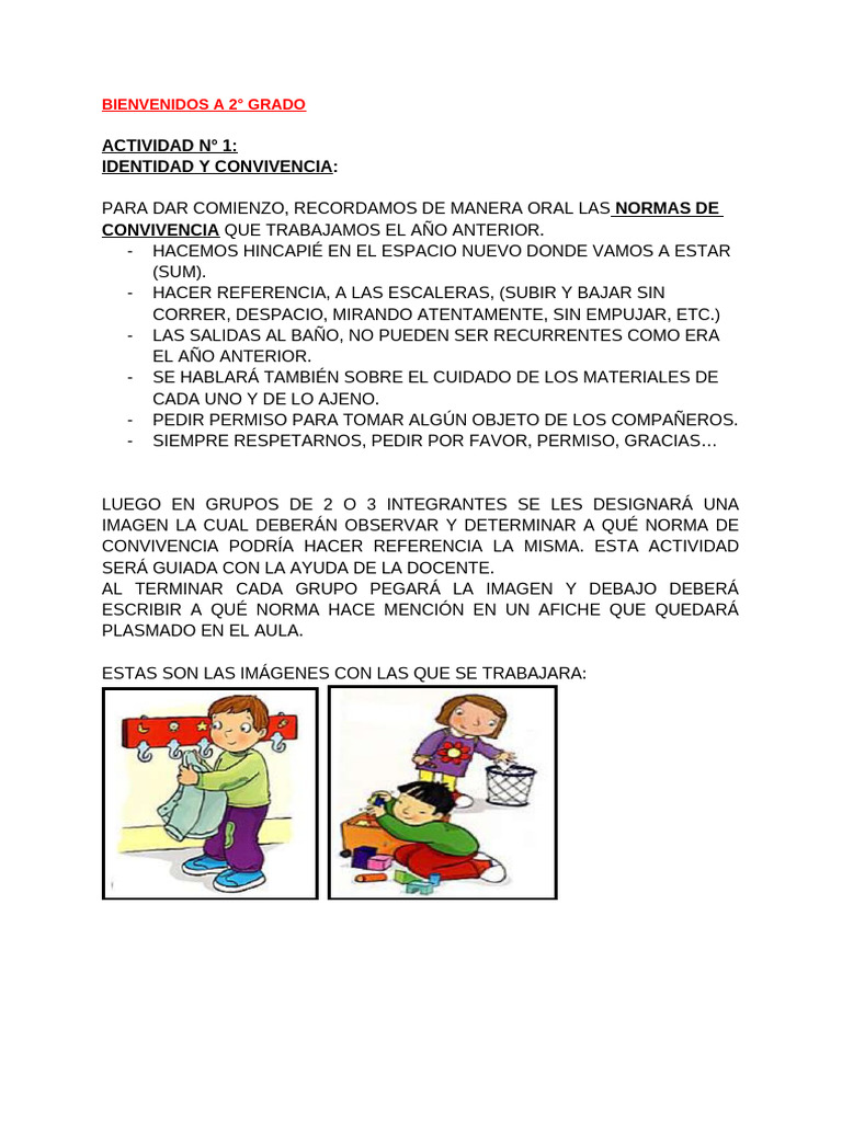Actividades para La Primera Semana, 2 A y B 2023 | PDF