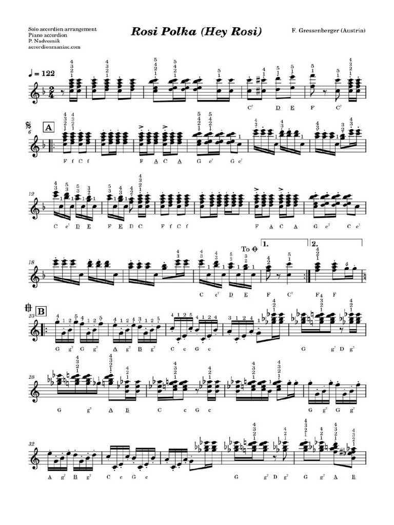 Rosi - Polka Akkordeon Volksmusik | PDF