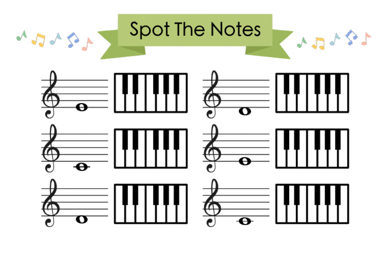 Piano Theory Worksheet 3 (Spot The Notes) | PDF