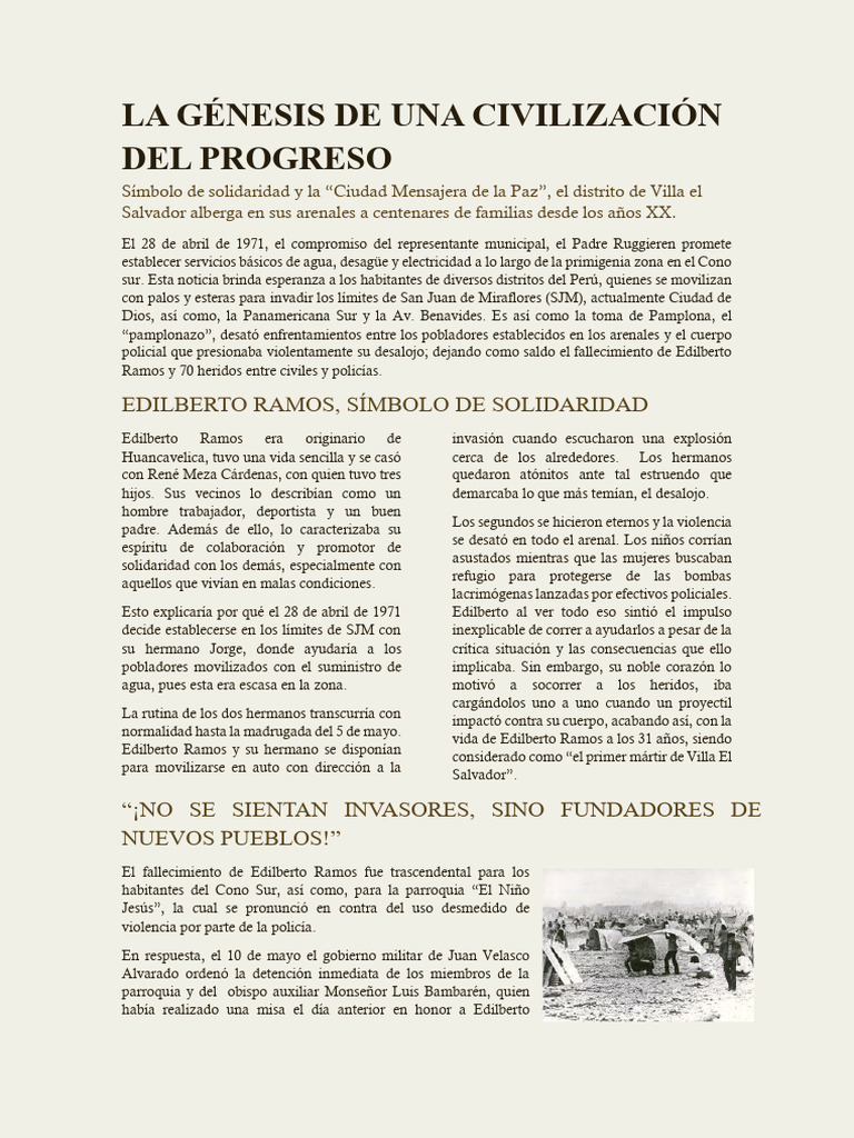 Villa El Salvador: Historia de Lucha y Progreso | PDF