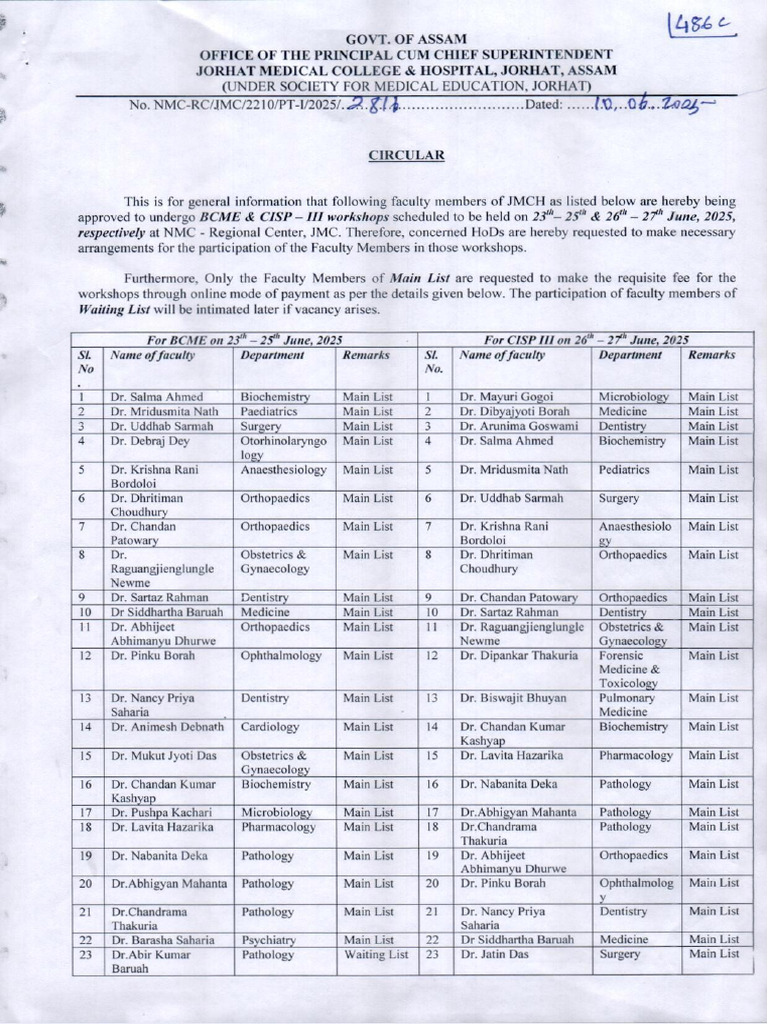 Circular For Intimation For BCME & CISP III Workshops On 23 - 27 June, 25 - 0001 | PDF