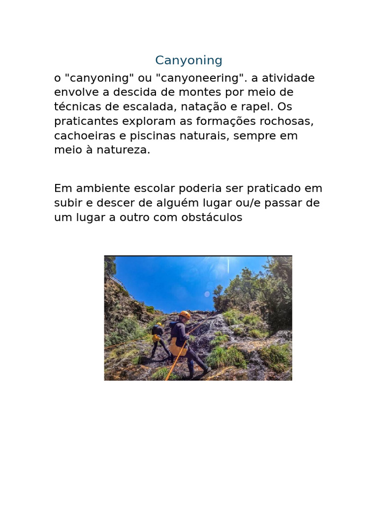 Canyoning Oq É | PDF