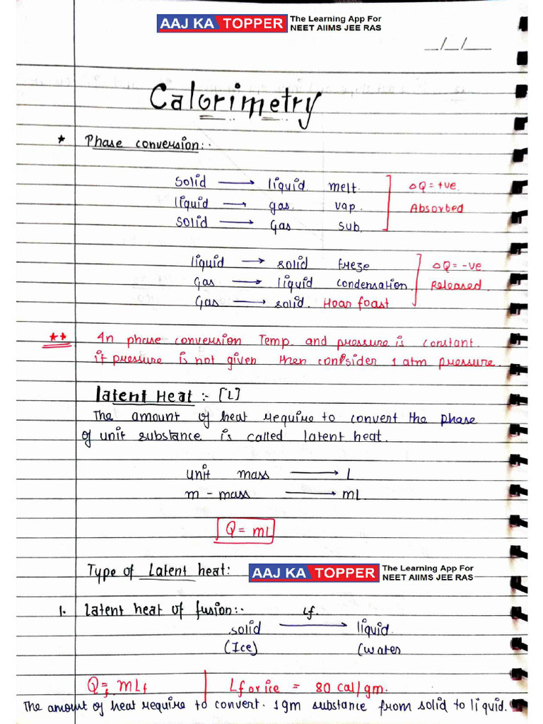Calorimetry Notes English | PDF