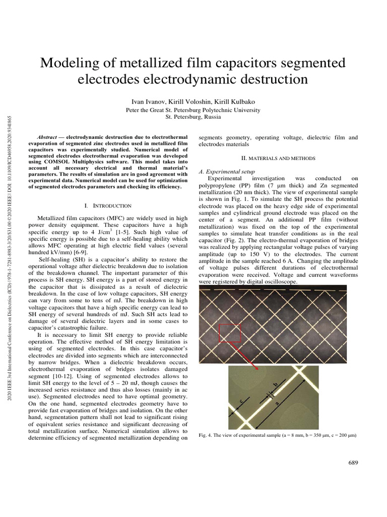 Modeling of Metallized Film Capacitors Segmented-Ivanov2020 | PDF ...