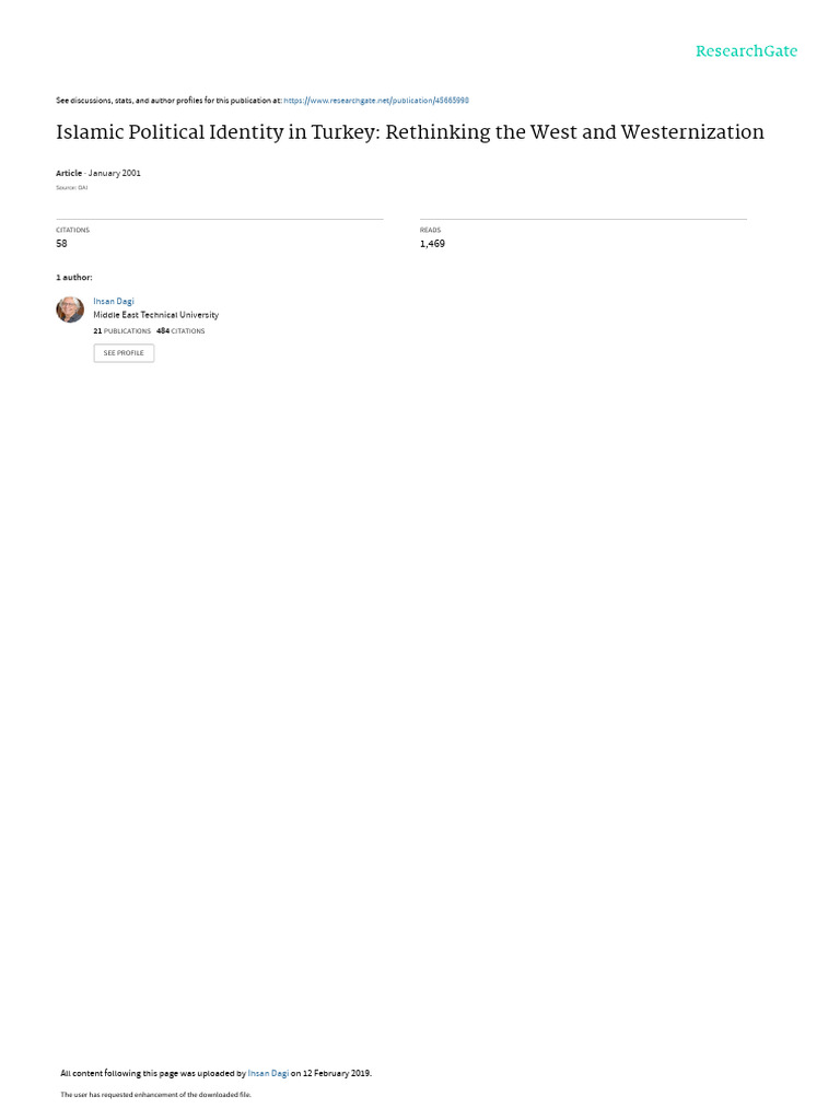 Islamic Political Identity in Turkey Rethinking TH | PDF | Islamism ...