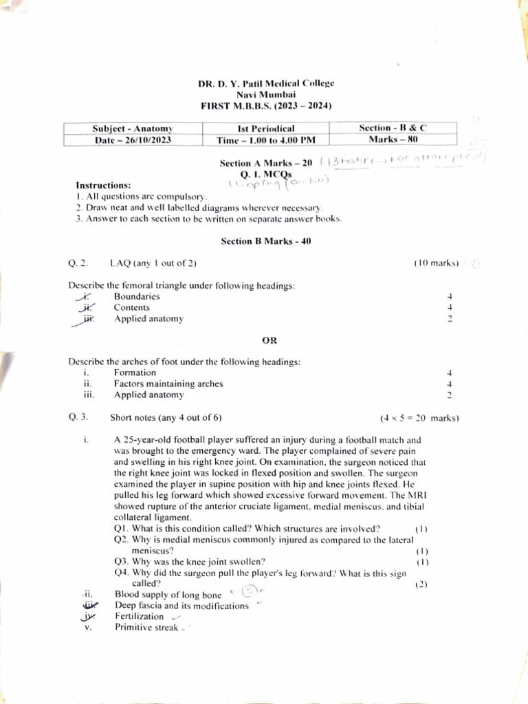 Question Bank Mbbs 1 | PDF
