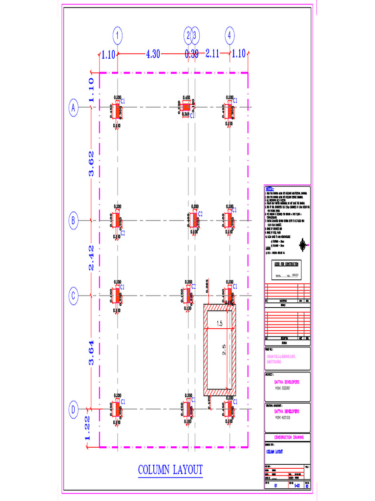 30x40 East Facing Villa Column Layout | PDF