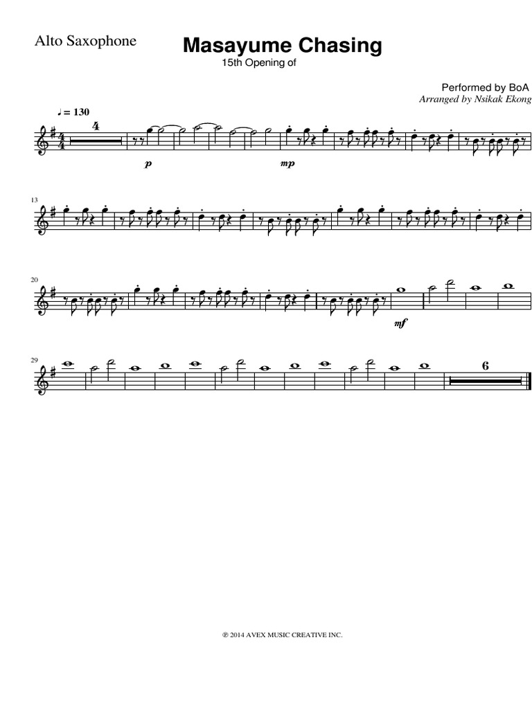 FYT - Mayasume Chasing (Alto Saxophone) | PDF