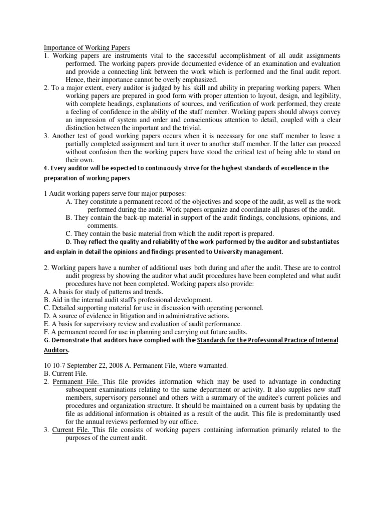 Importance of Working Papers | PDF | Internal Audit | Business