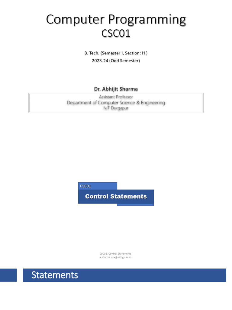 C Control Statements Overview | PDF | Control Flow | Computer Programming