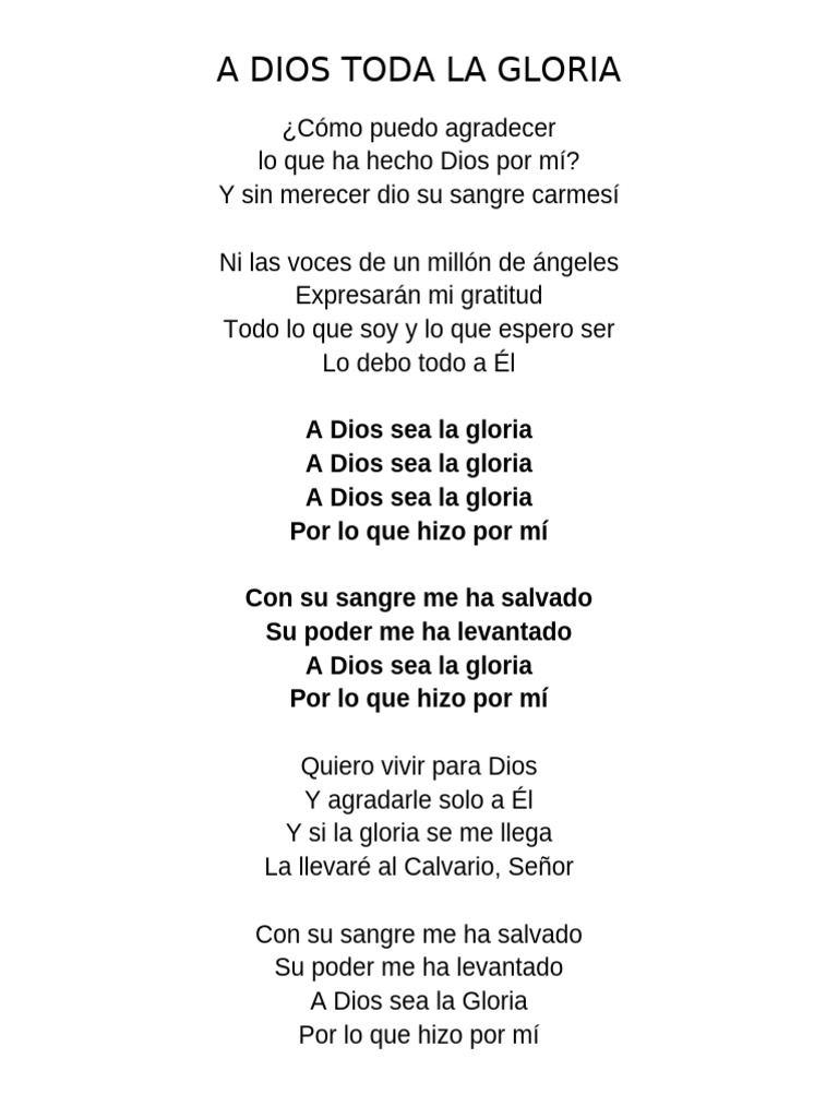 A Dios Sea La Gloria | PDF