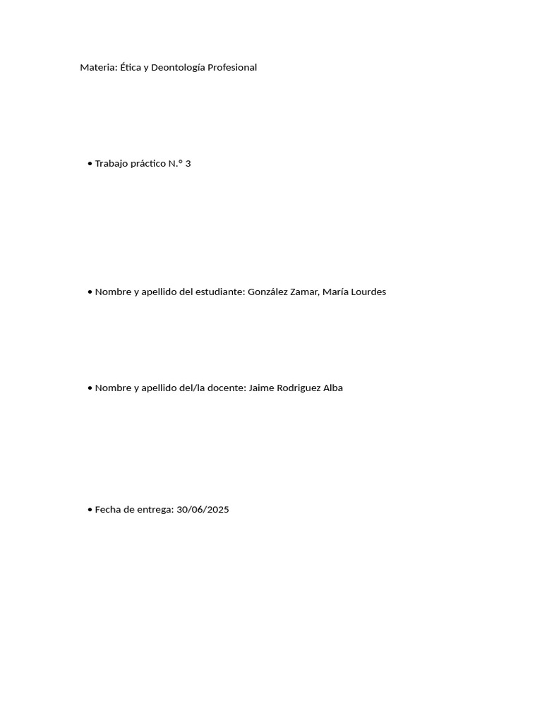 Etica TP 3 Gonzalez Zamar | PDF