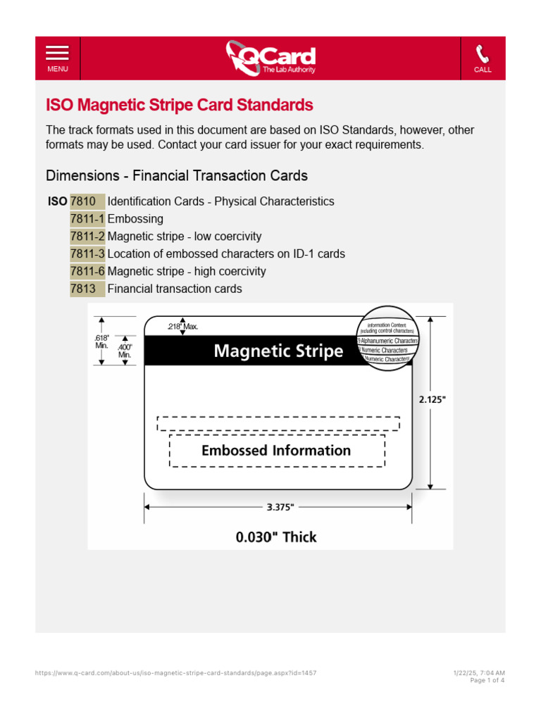 ISO Magnetic Stripe Card Standards | PDF
