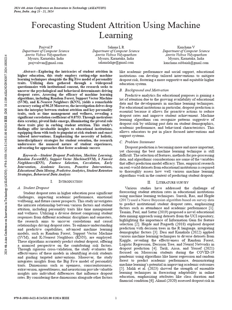 Predicting Student Attrition with ML | PDF | Support Vector Machine ...