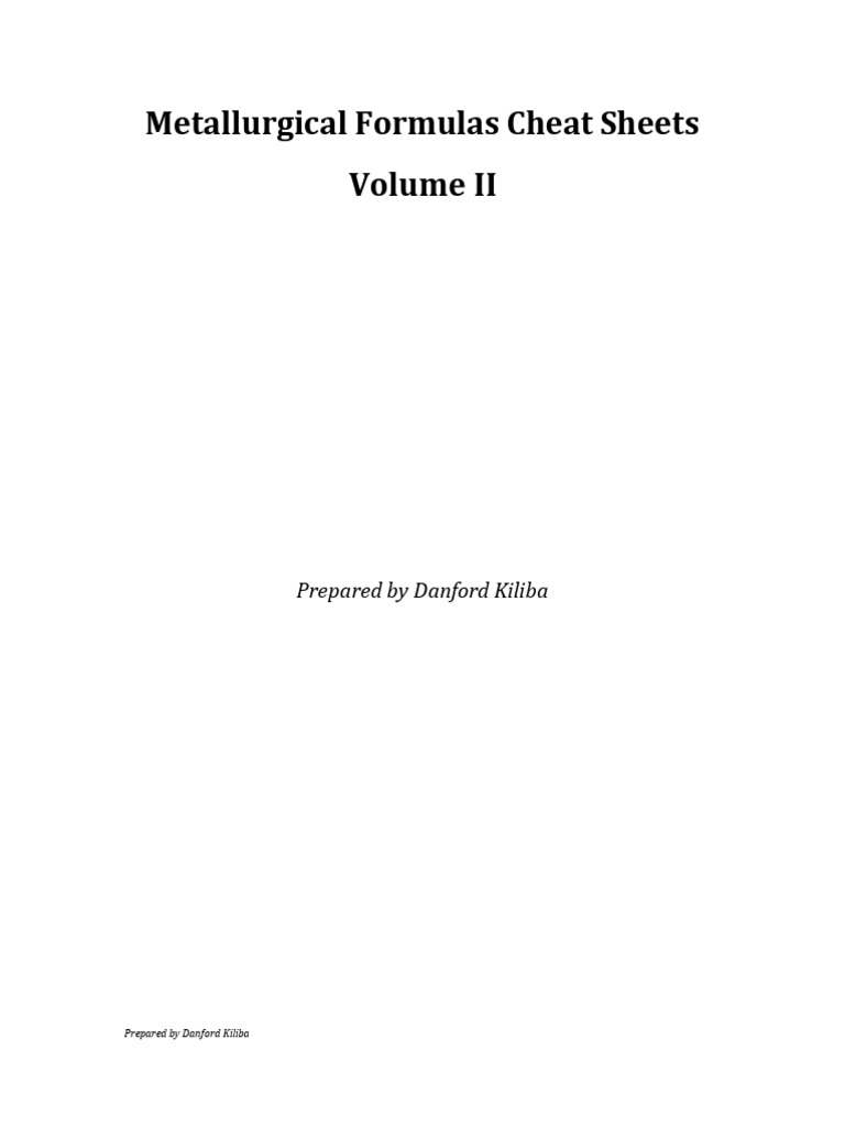 Metallurgical Formula Cheat Sheets - Vol 2 | PDF | Mill (Grinding ...
