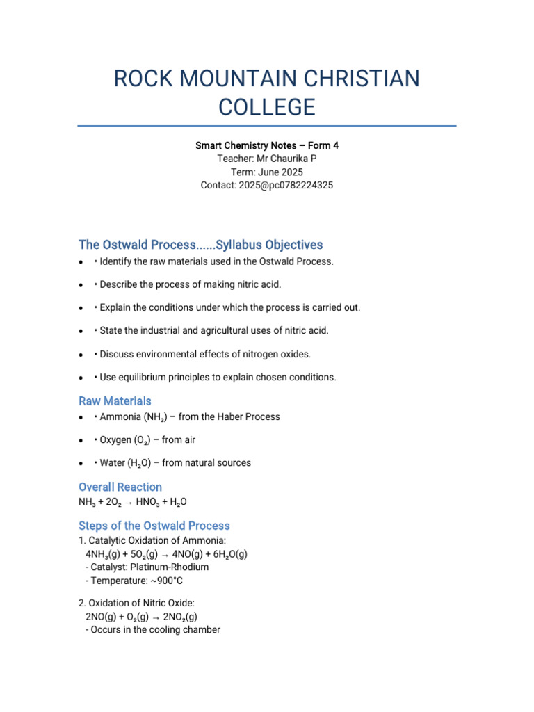 Catalytic Oxidation in Ostwald Process | PDF | Nitric Acid | Ammonia