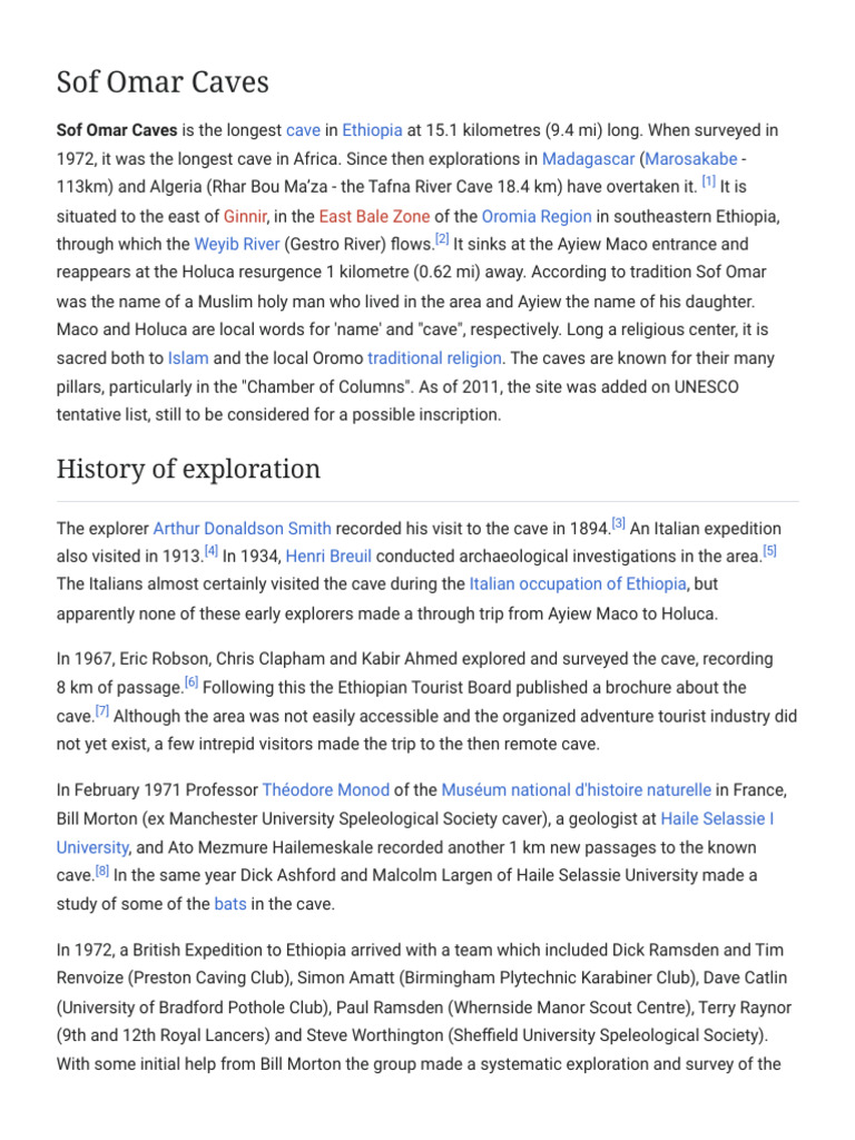 Sof Omar Caves: Ethiopia's Longest Cave | PDF | Earth Sciences ...