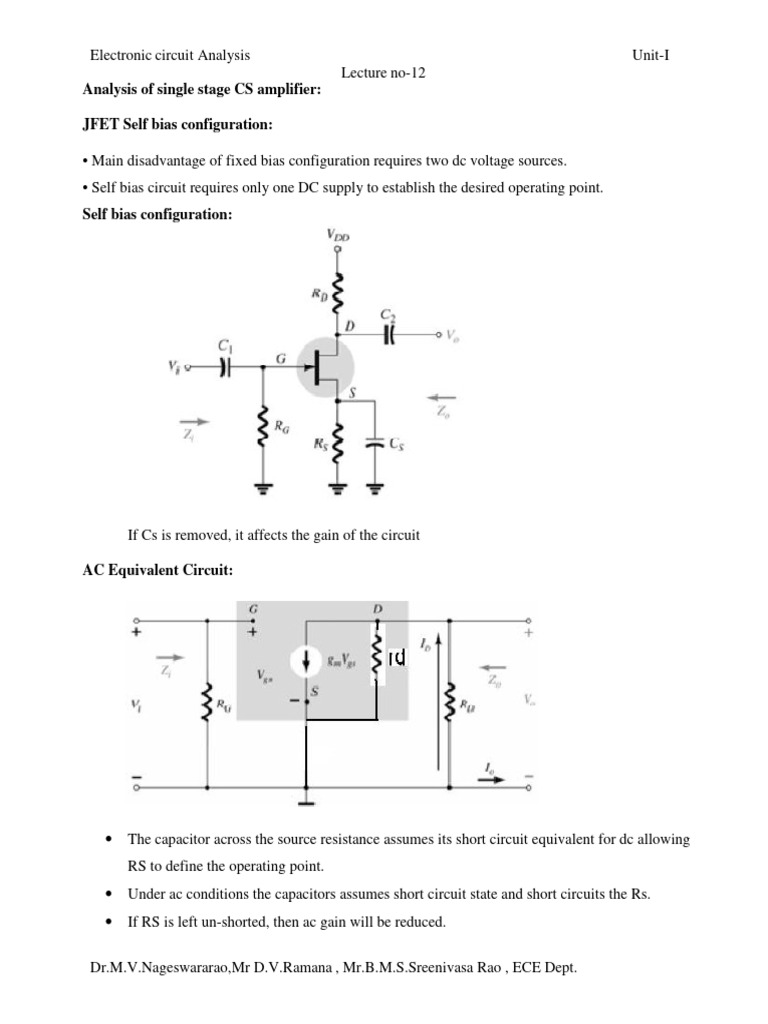 Analysis of Single Stage CS Amplifier-Voltage Gain, Input Impedance and Output Impedance | PDF