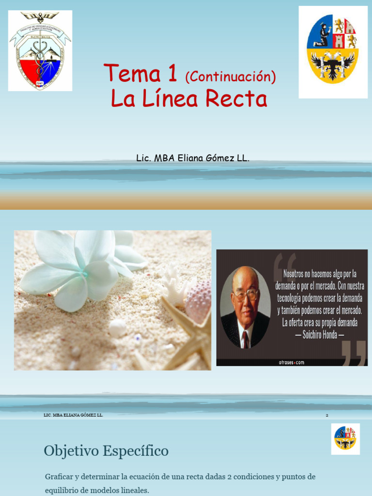 Diapositivas Tema 1 (Continuación) La Linea Recta | PDF | Oferta (economía) | Oferta y demanda
