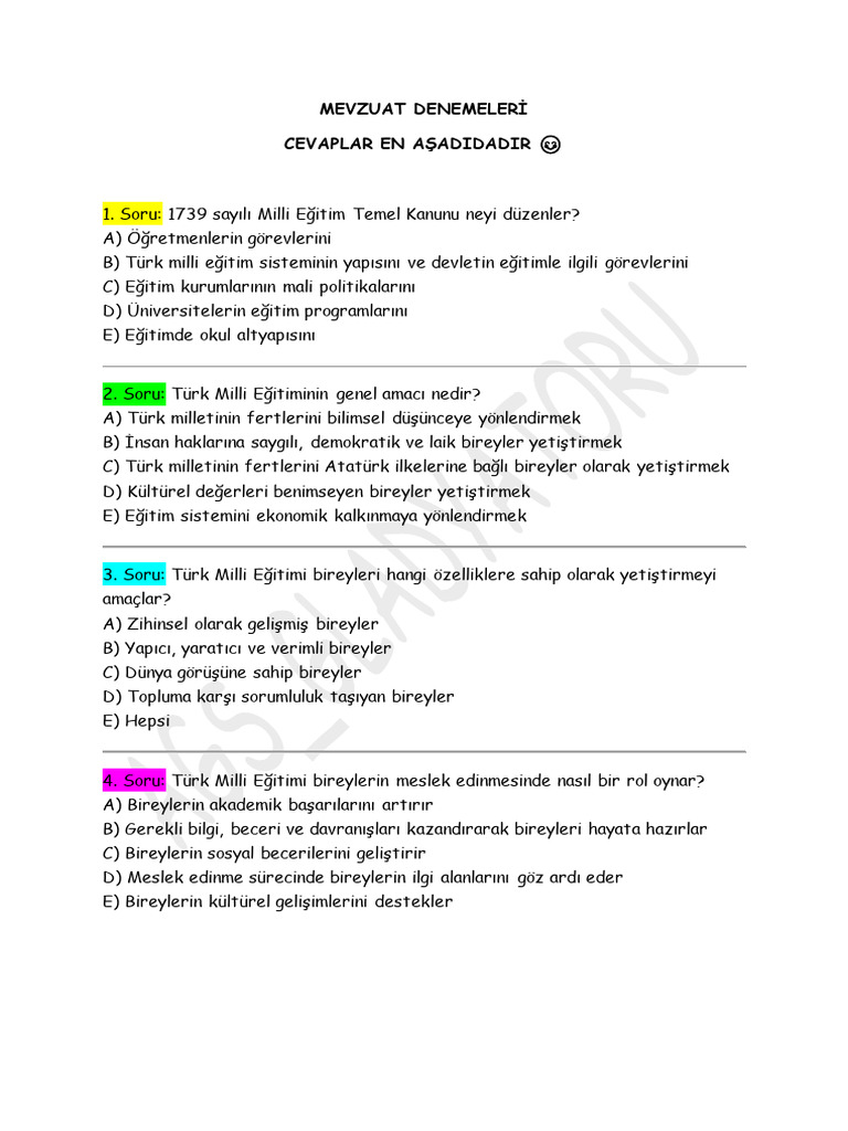 Mevzuat Denemeleri̇ | PDF